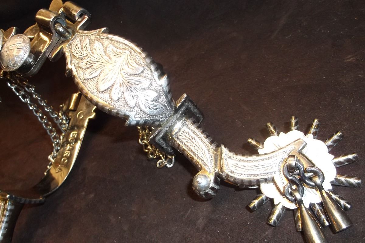 E. Garcia Silver Inlay Jingle Bobs Spurs