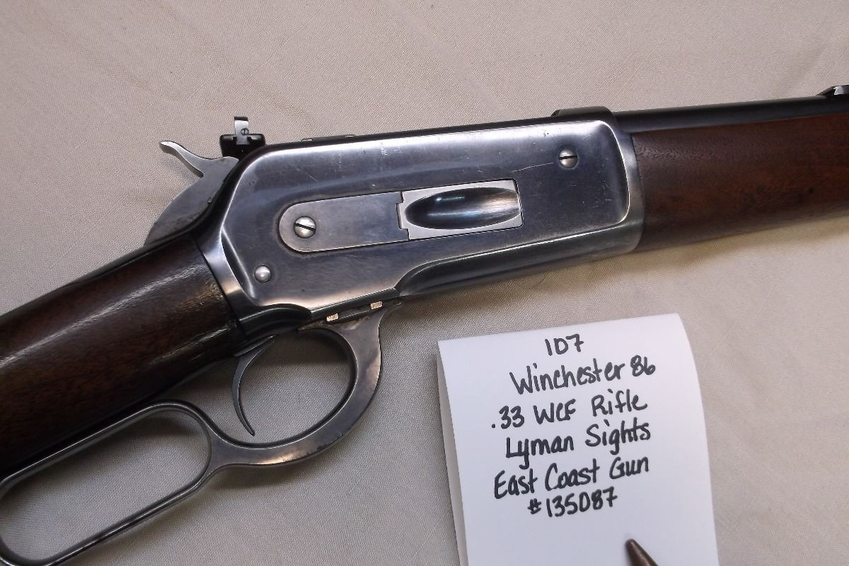 Winchester 86- .33 WCF Rifle- Lyman Sights- East Coast Gun. #135087