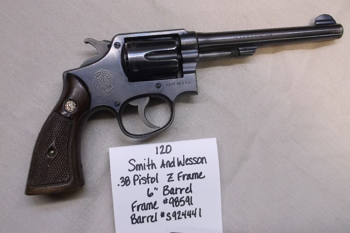 Smith and Wesson- .38 Pistol- Z Frame- 6" Barrel. Frame#98591 Barrel# ...