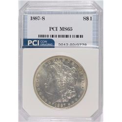 1887-S MORGAN SILVER DOLLAR, PCI GEM BU