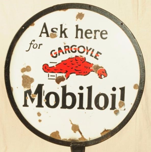 Mobil Oil Gargoyle Porcelain Lollipop Sign