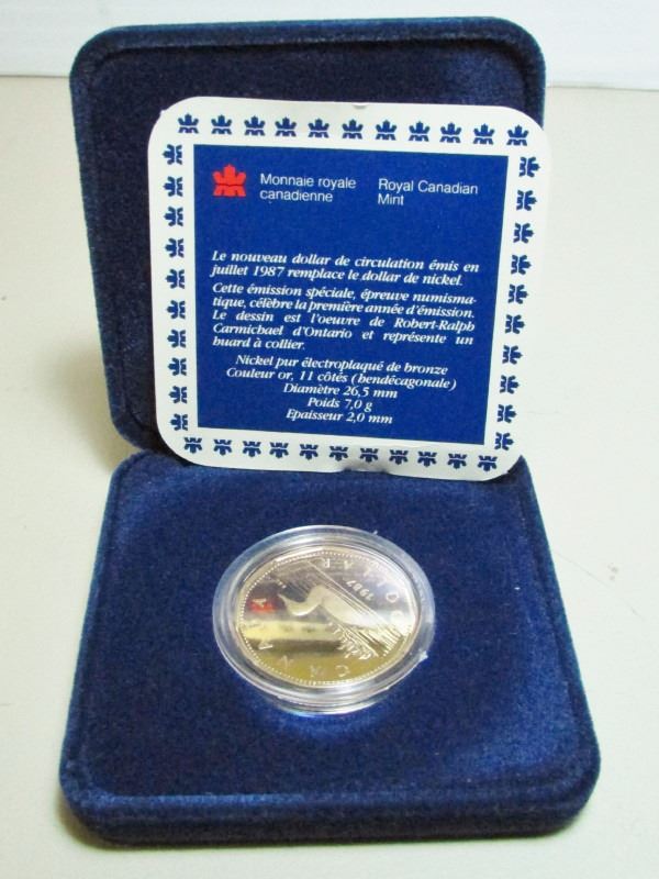 1987 Canada Proof Commemorative First $1 Loonie Coin
