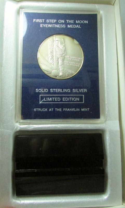 First Step On The Moon Eyewitness Medal - Sterling Silver - In Original ...