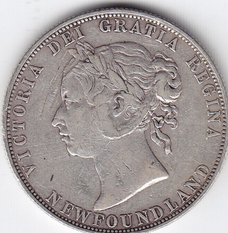 1898 Newfoundland Silver 50-Cent Half Dollar Coin - Large W
