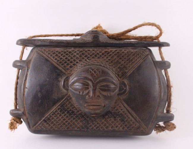 African Kuba box, carved from wood by Kuba Kingdom