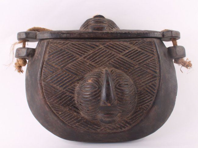 African Kuba box, carved from wood by Kuba Kingdom