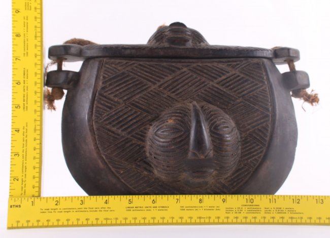 African Kuba box, carved from wood by Kuba Kingdom