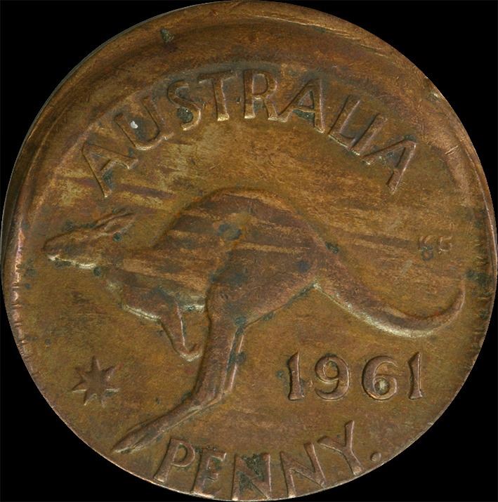 Australia, Penny, Elizabeth II, 1961Y., Mis-strike
