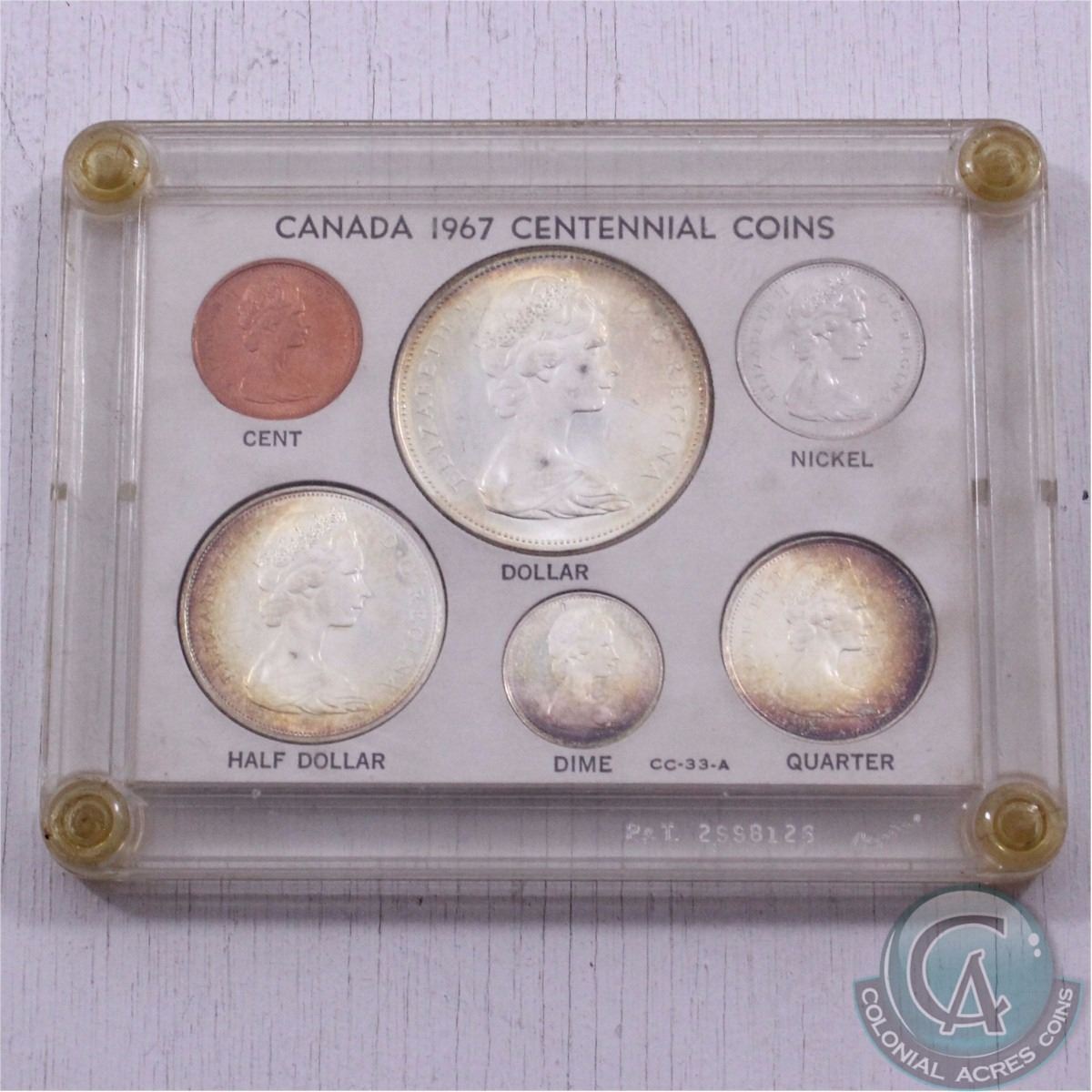 1967 Canada Centennial 6-coin Year Set. Coins are naturally toned ...