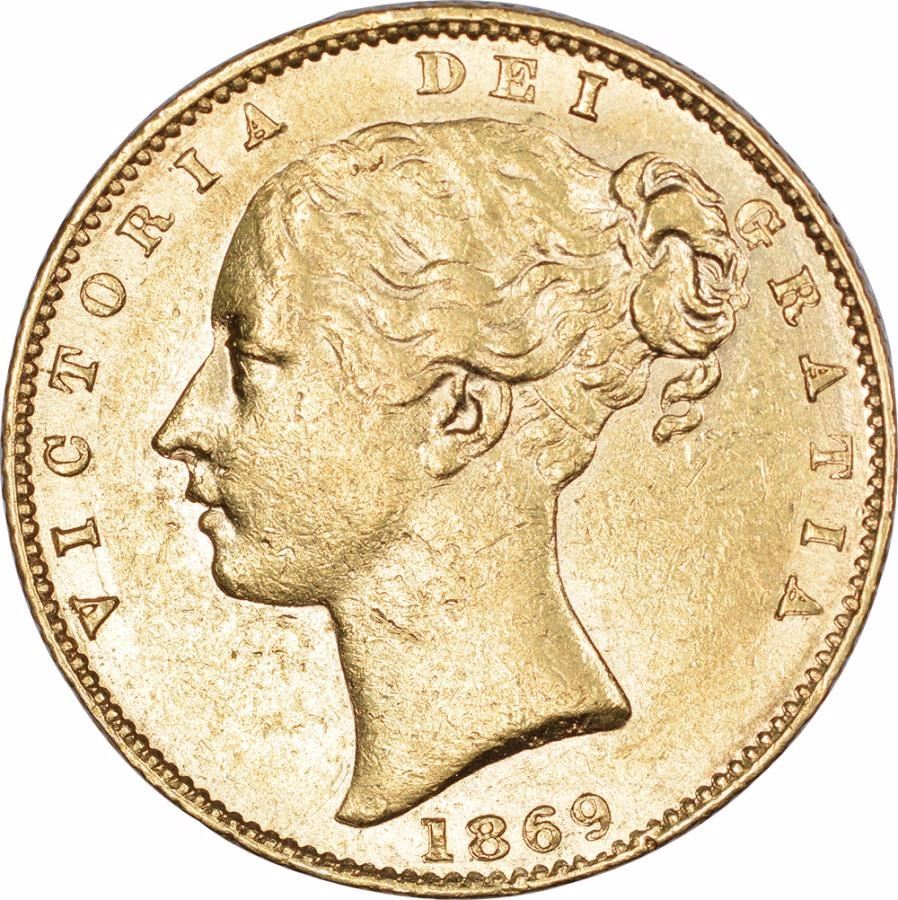 Gold Sovereign of Victoria Queen of United Kingdom of 1869.
