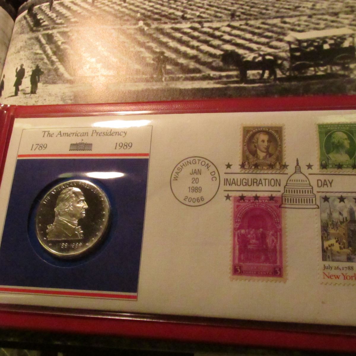 "The American Bicentennial Medalist Cover" in vinyl holder signed by ...