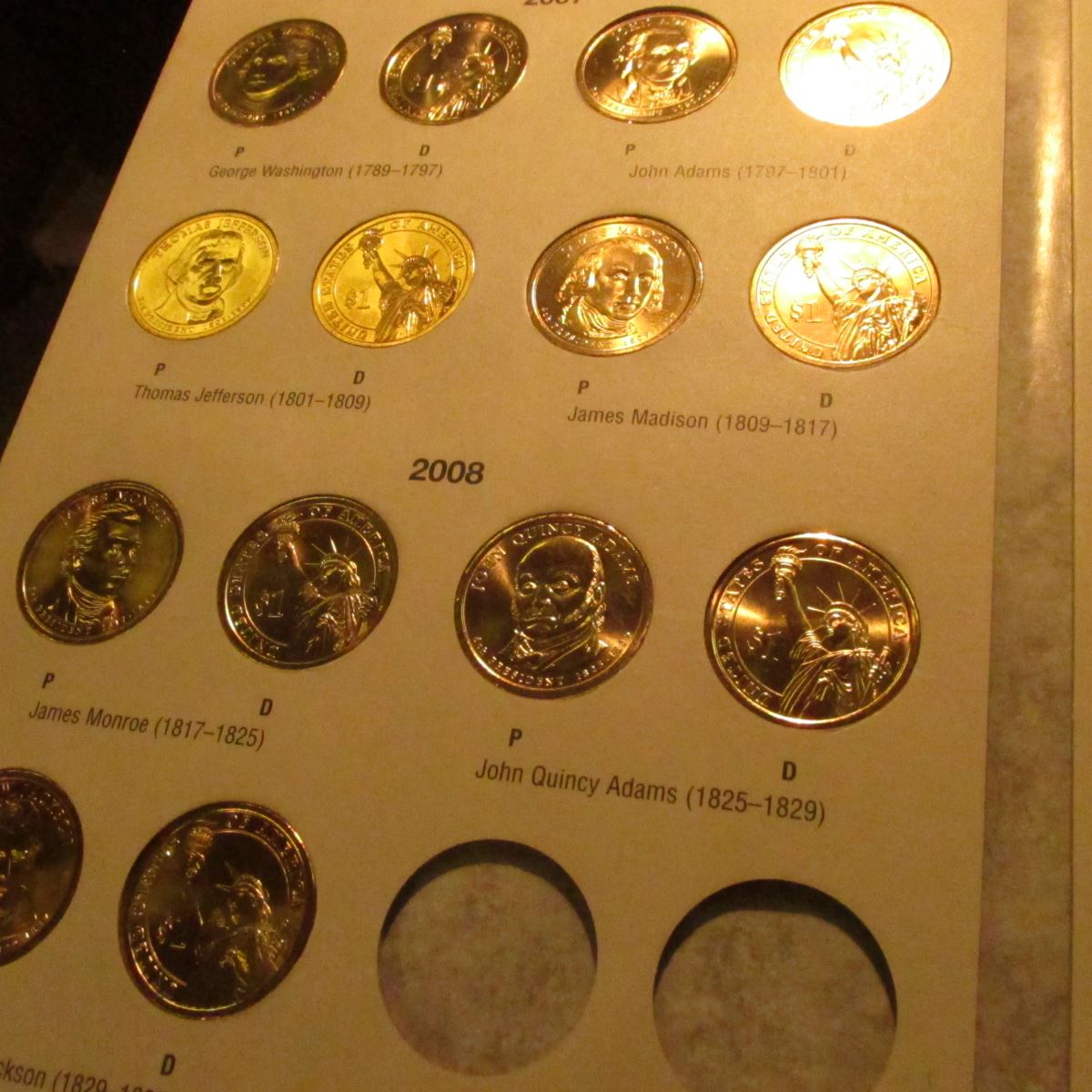 H.E. Harris & Co. Coin folder containing (19) BU Presidential Dollar ...