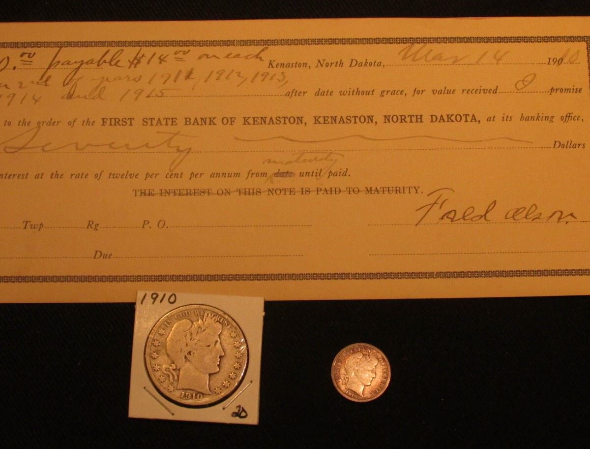 Mar. 14, 1910 Promissory Note from "First State Bank of Kenaston ...