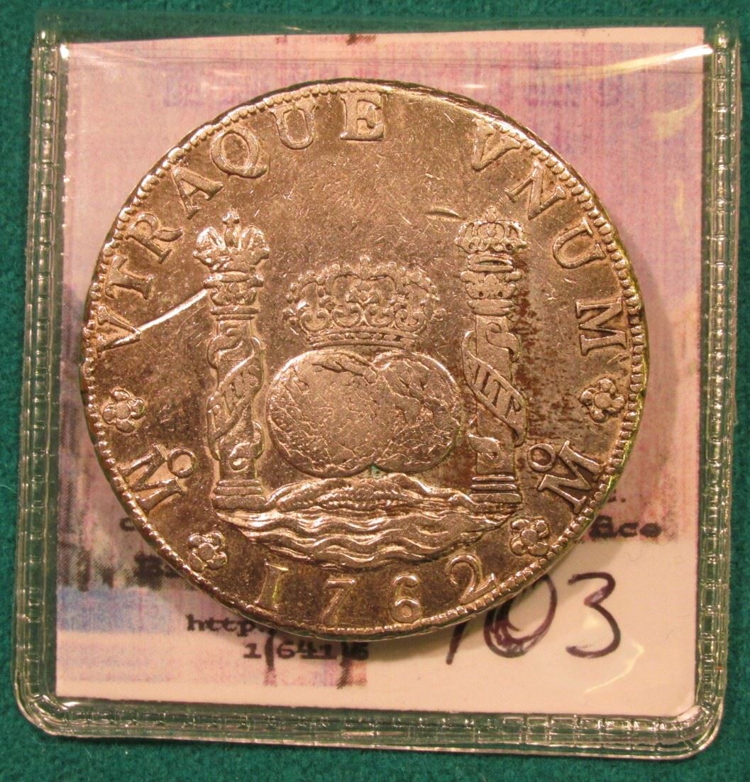 1762 Mo MM Mexico Silver Pillar Dollar 8 Reales. Carolus III. EF, small ...