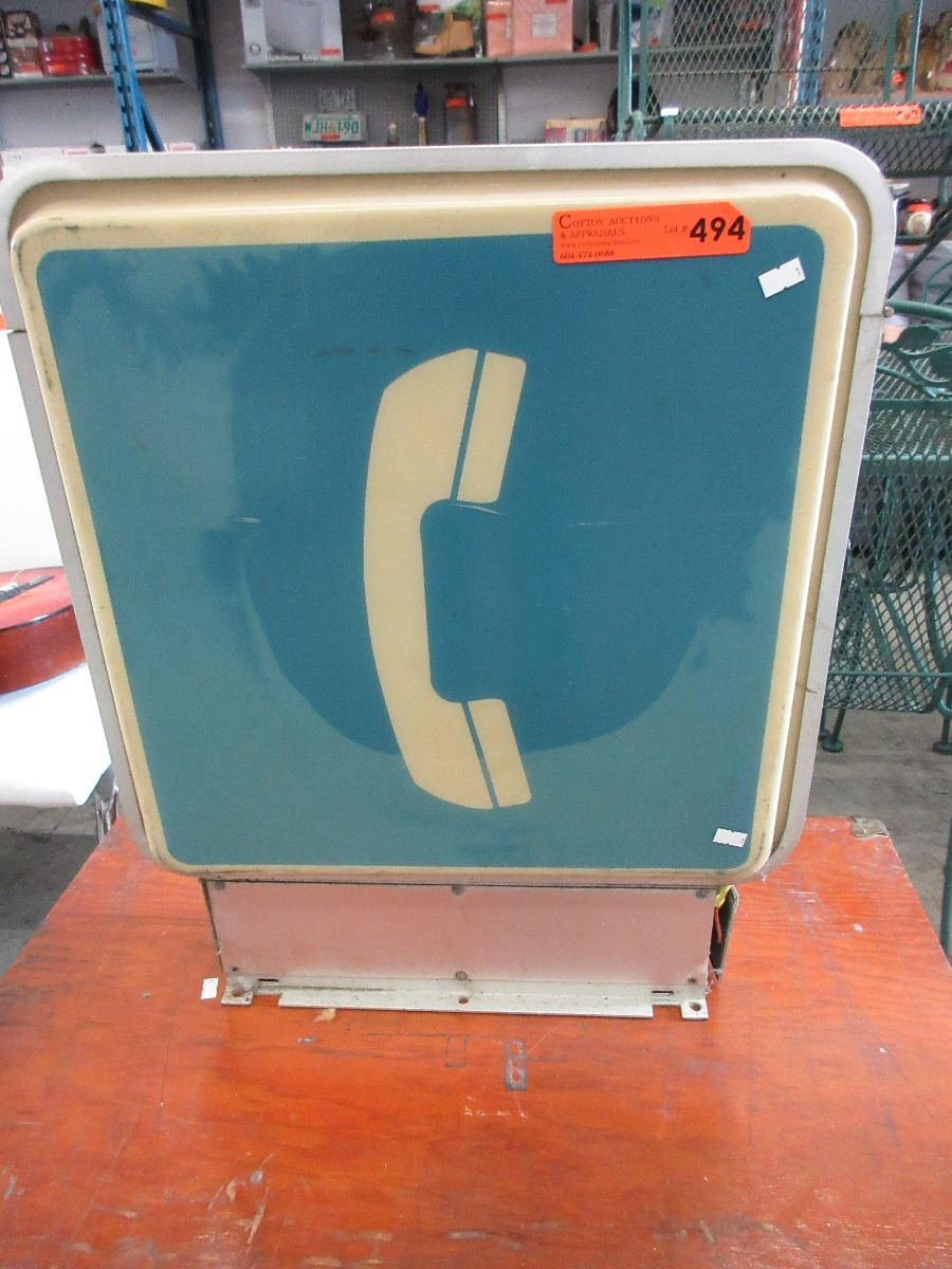 Vintage electric pay phone sign