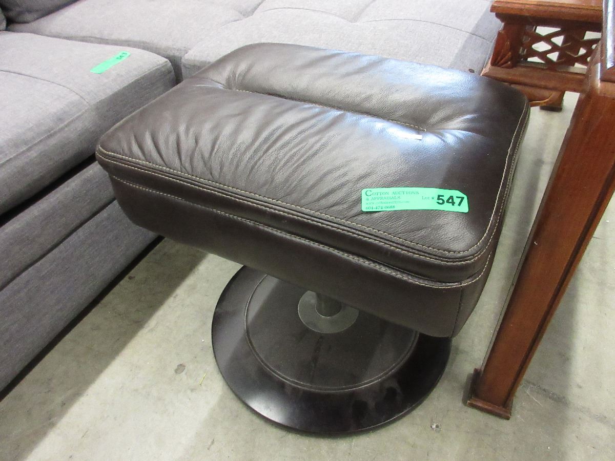 Bonded leather swivel footstool - used