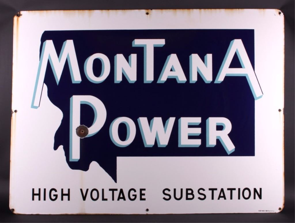 Montana Power Company Substation Porcelain Sign