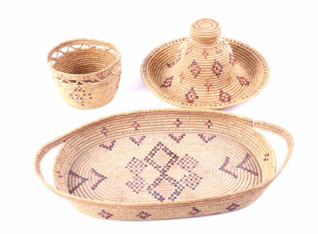 Hopi Baskets with Excellent Quillwork Accents 1930
