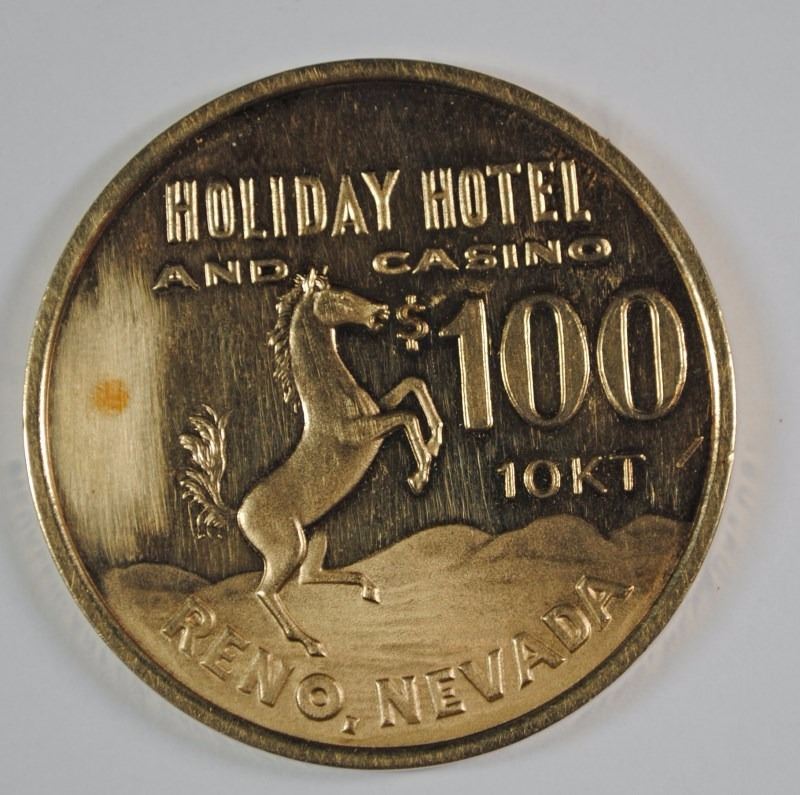 $100 GAMING TOKEN ( HOLIDAY HOTEL & CASINO 10KT GOLD RARE! FIND ANOTHER