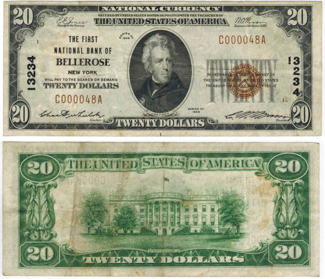 U.S. 1929 $20 National Bank Note