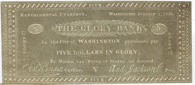 The Glory Bank 1834 $5 Satirical Note
