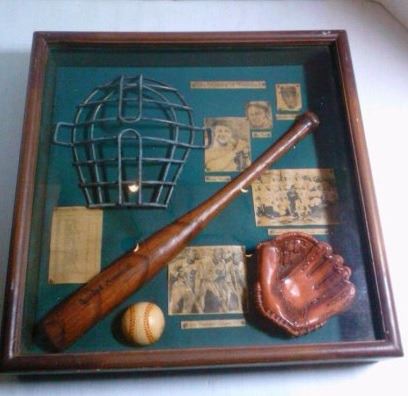 Sports Memorabilia Shadow box (The history of Baseball)