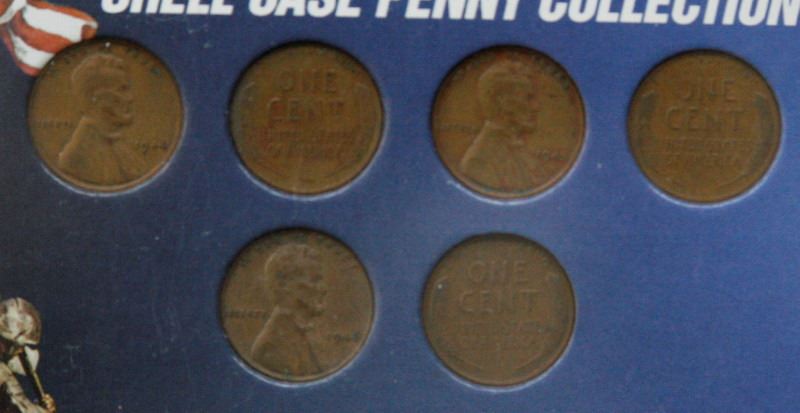 Shell Case Penny Collection - 6 Coins - 1944-1946