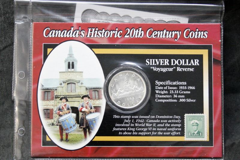 1966 Canada Silver $1 Dollar Coin & 1-Cent Stamp - Canada's Historic ...