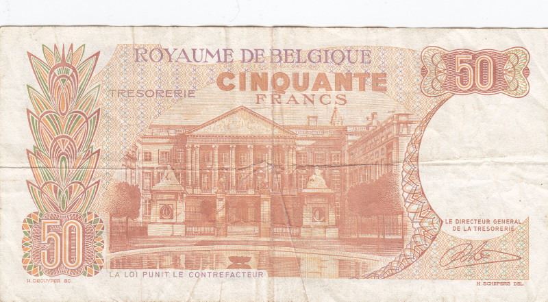 1966 Belgium 50 Frank Bank Note