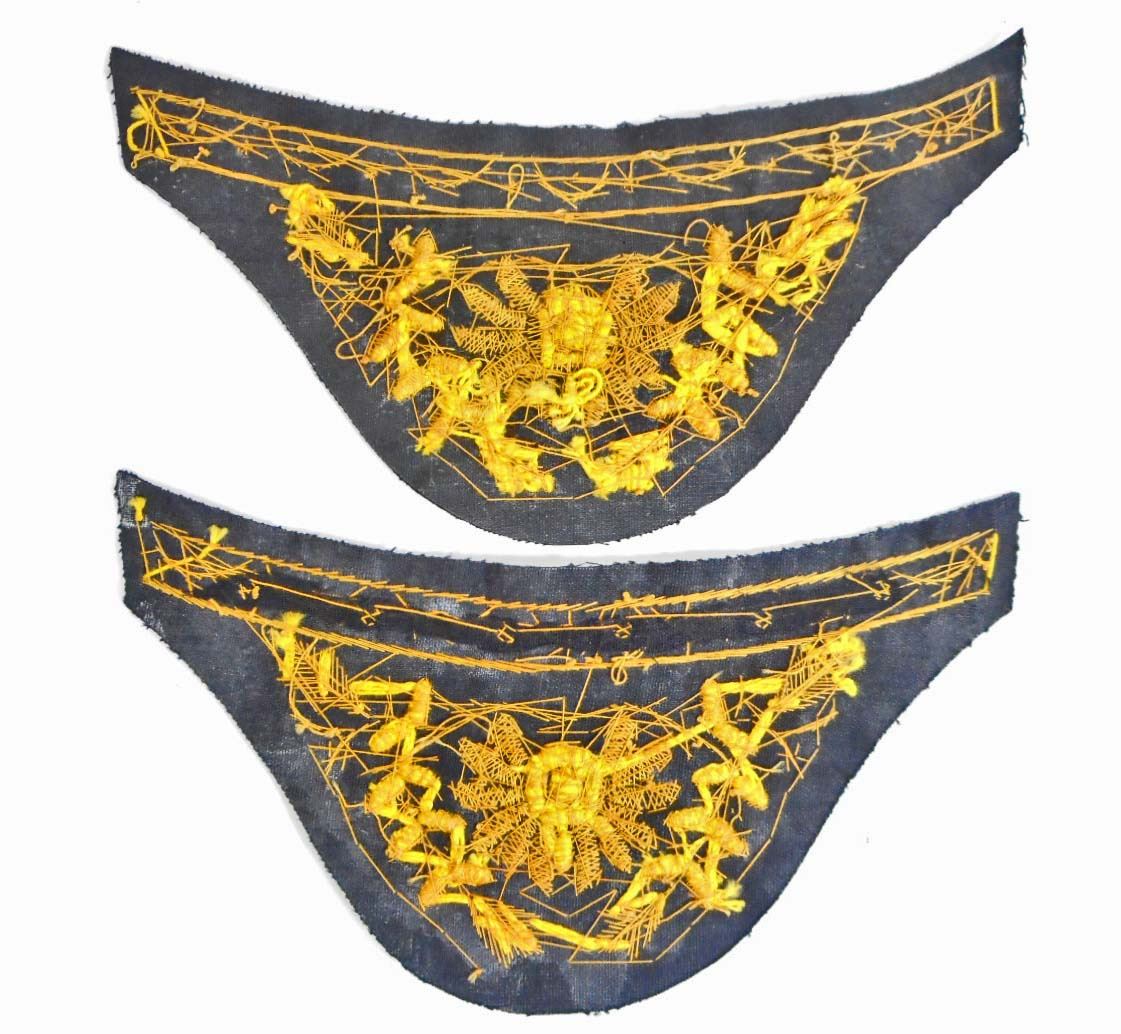 PAIR OF GOLD BULLION WIRE FLORAL DESIGN PATCHES