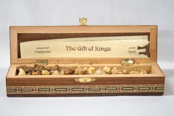 Inlaid Wood Box with Frankincense & Myrrh