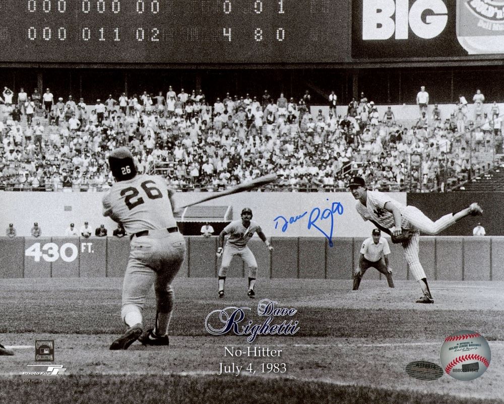 Dave Righetti Signed Yankees No-Hitter 8x10 Photo (Schwartz COA)