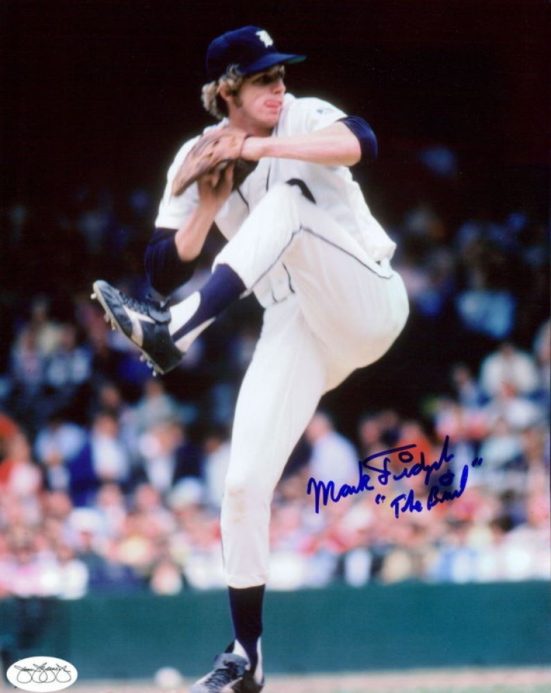 Mark Fidrych Signed Tigers 8x10 Photo Inscribed "The Bird" (JSA)