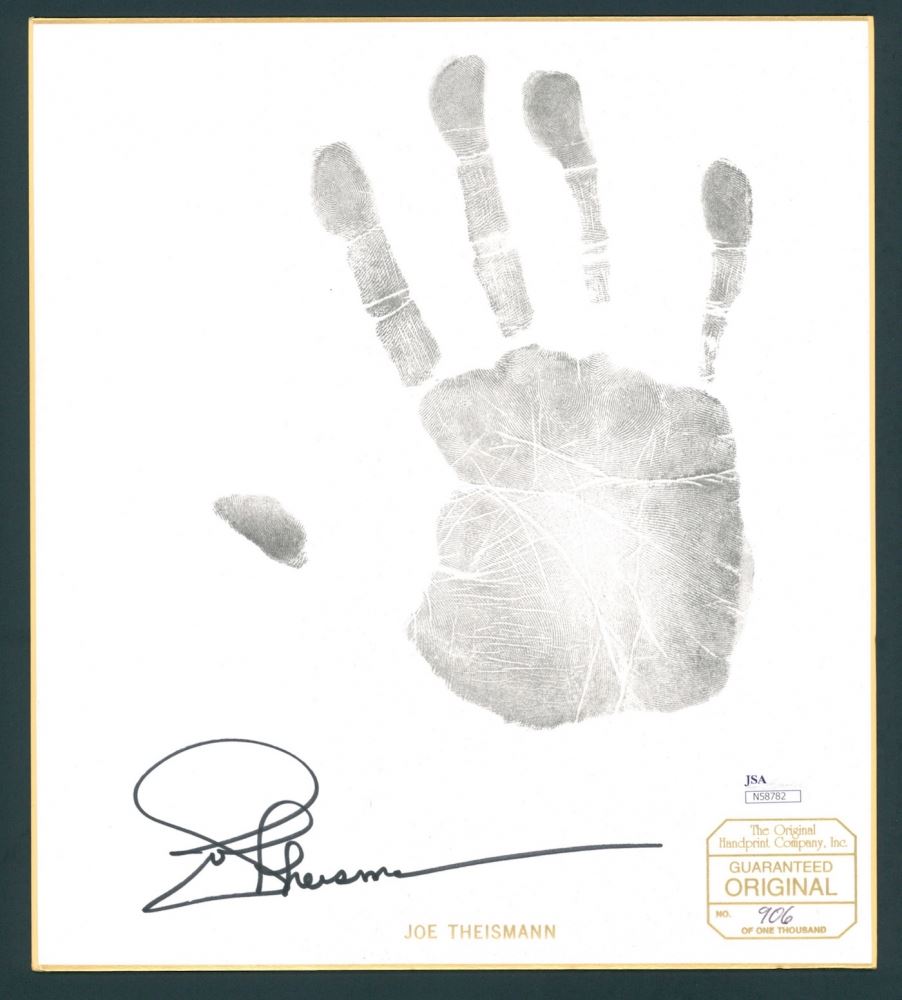Joe Theismann Signed Limited Edition Original Handprint #906/1000 (JSA COA)