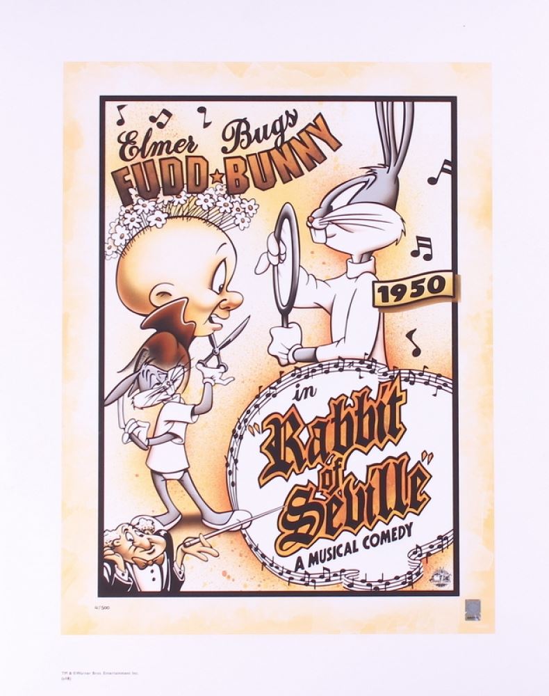 Bugs Bunny & Elmer Fudd "Rabbit Of Seville" Looney Tunes LE 16x20 ...