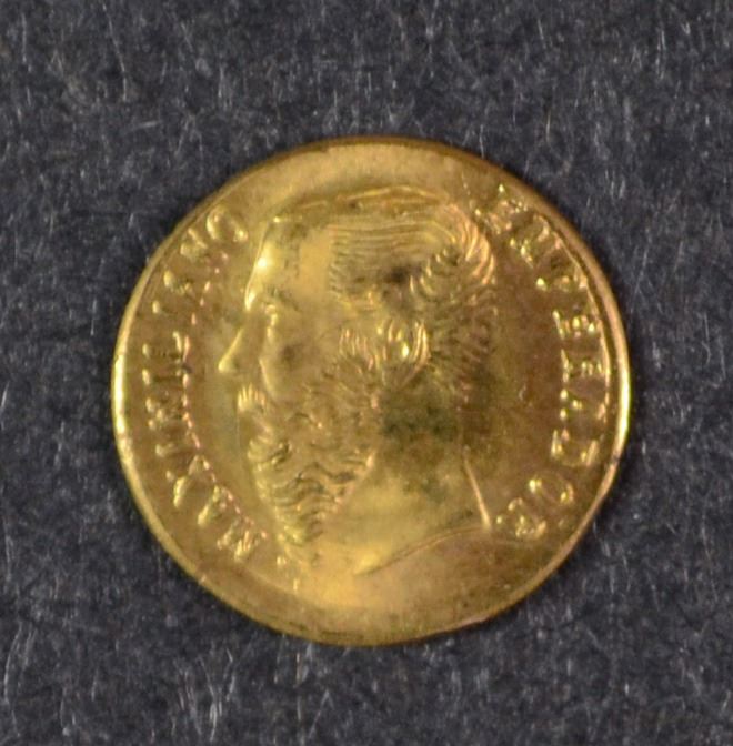 MEXICO 1865 MAXIMILIAN GOLD FANTASY TOKEN - 1 PESO