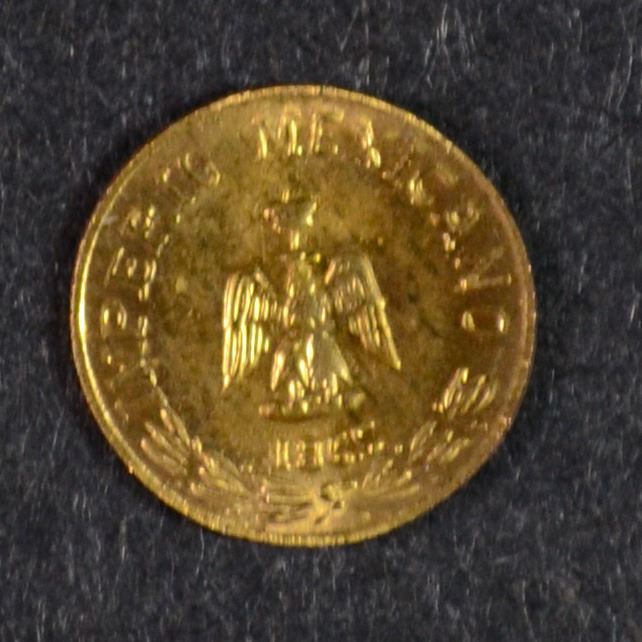 MEXICO 1865 MAXIMILIAN GOLD FANTASY TOKEN - 1 PESO