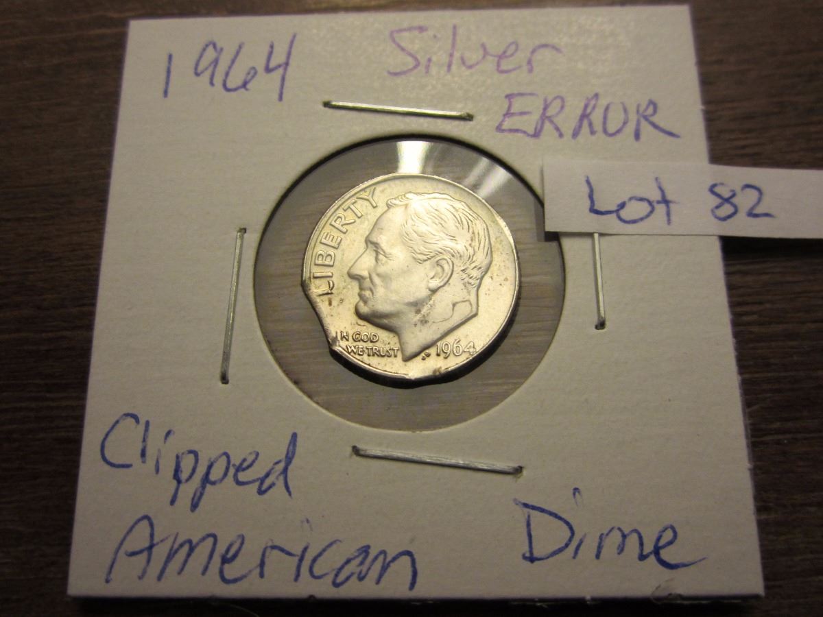1964 Sliver ERROR Clipped American dime