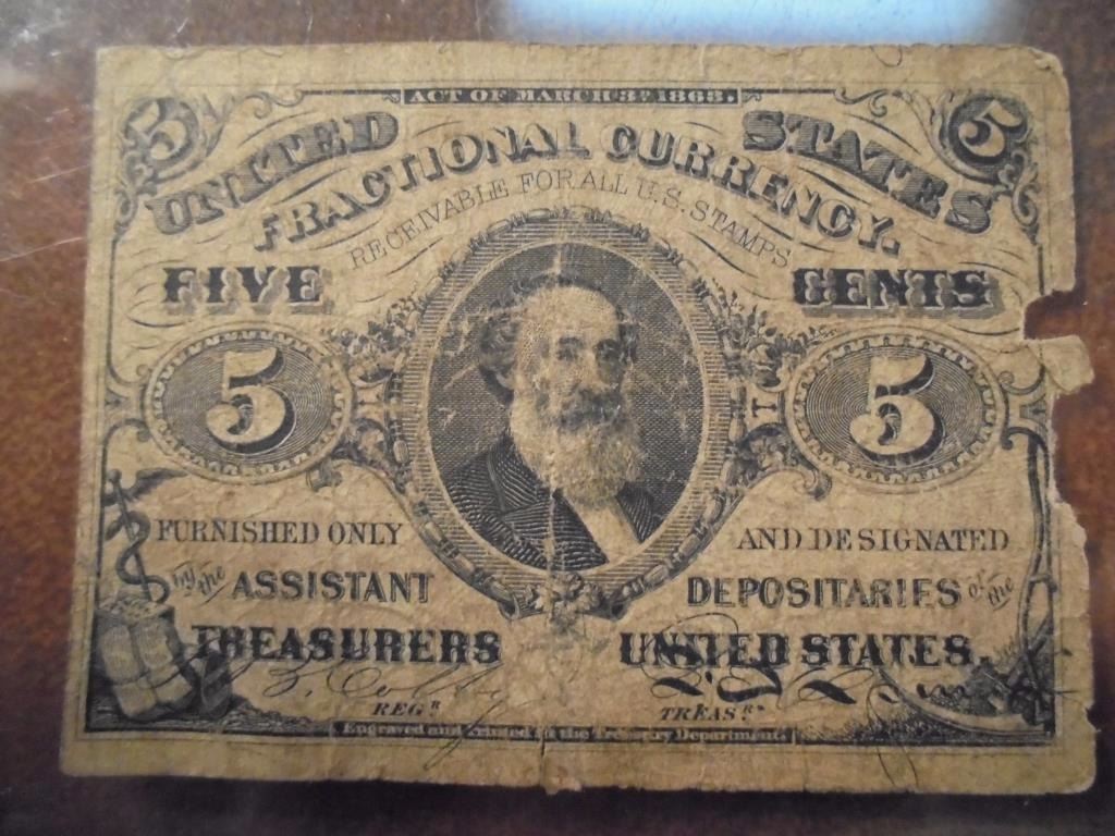 US 5 CENT FRACTIONAL CURRENCY 1863