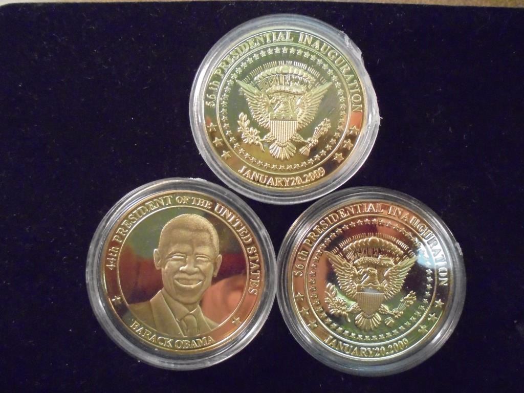 3-2009 BARACK OBAMA INAUGURATION TOKENS (PF) ALL THREE ARE GOLD IN ...