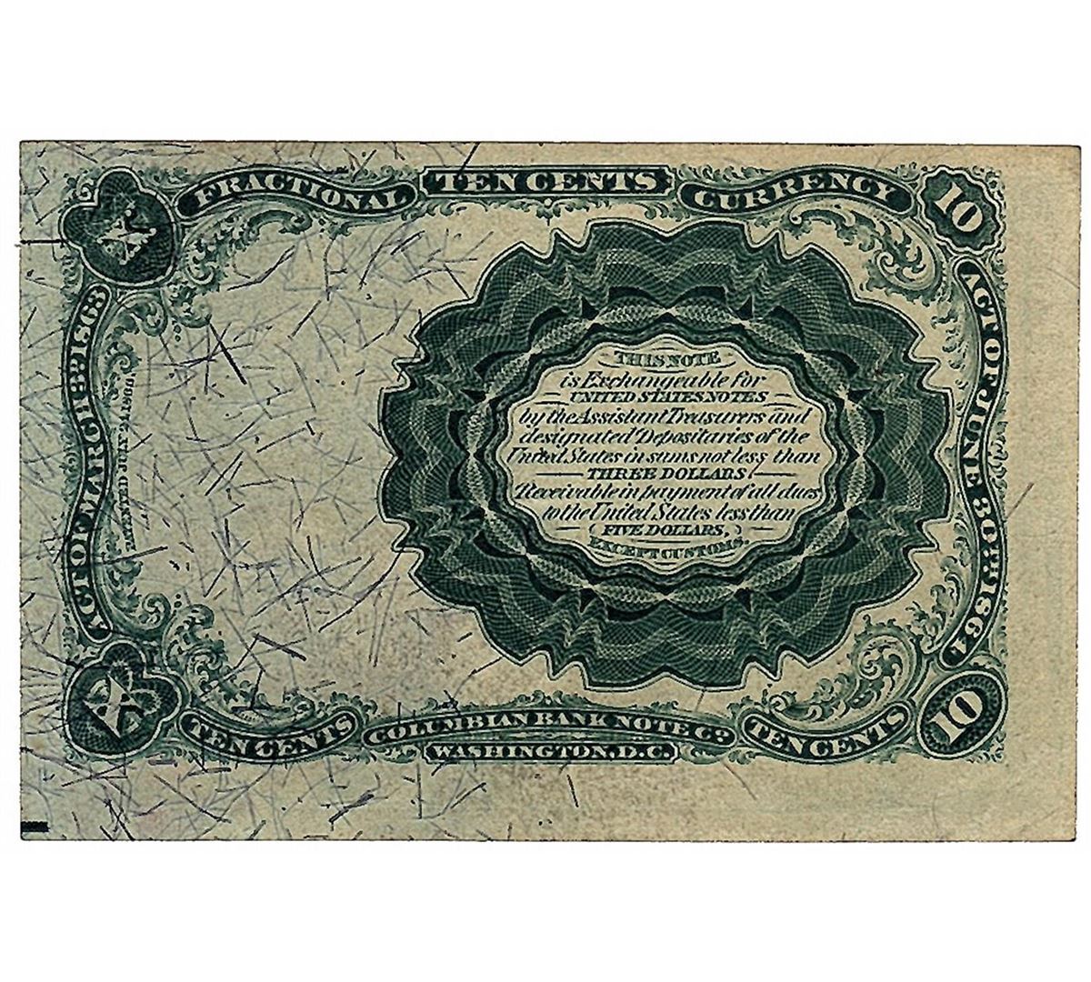 1874 10 Cent Fractional United States Currency Note