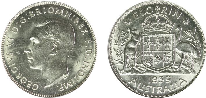 1939 Australian KGVI Florin - PCGS MS 63