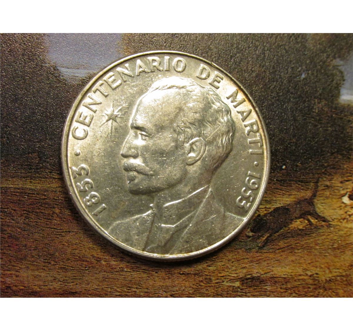 1853-1953 Cuba Centenario de Marti. .900 fine Silver 50 Centimos. KM28 ...