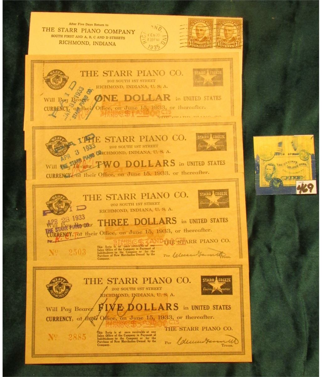 June 15, 1933 Depression Scrip with Postmarked 1935 letter from "The ...