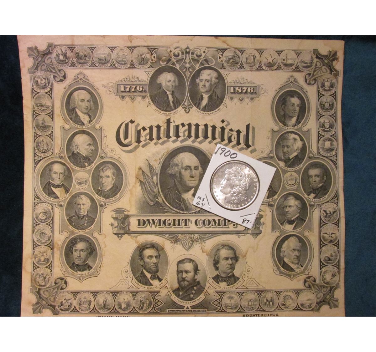 1776-1876 Centennial Dwight Compy., Registered 1876, 9 5/8" x 8 1/2 ...