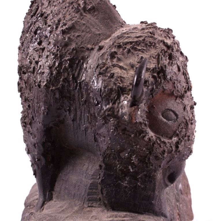 Native American Carved Stone Buffalo Statue