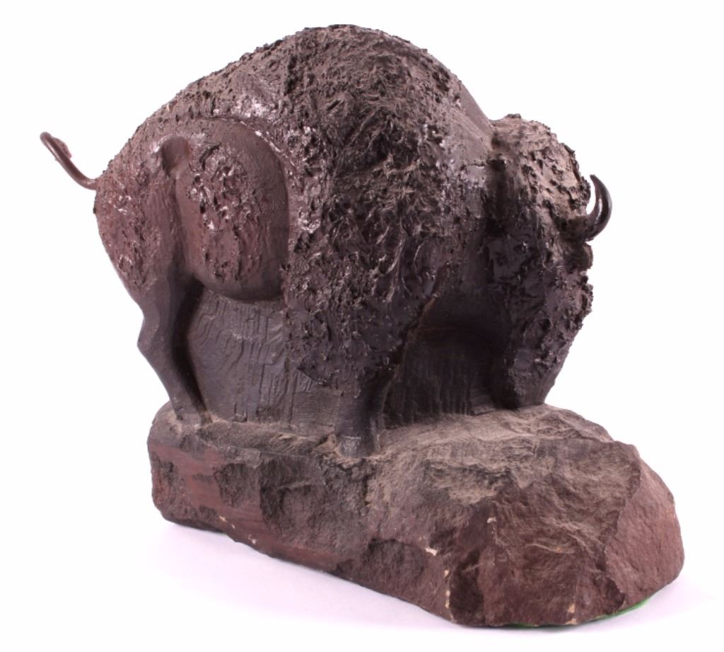 Native American Carved Stone Buffalo Statue