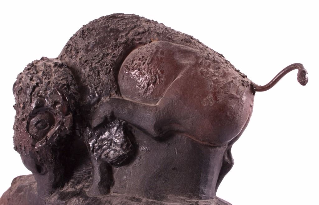 Native American Carved Stone Buffalo Statue