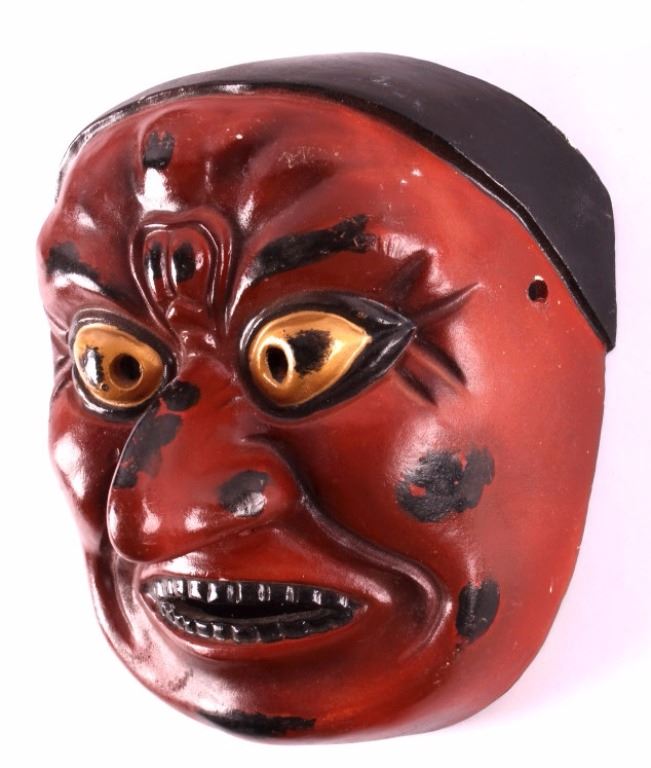 Antique Japanese Lacquer Tengu Theater Masks
