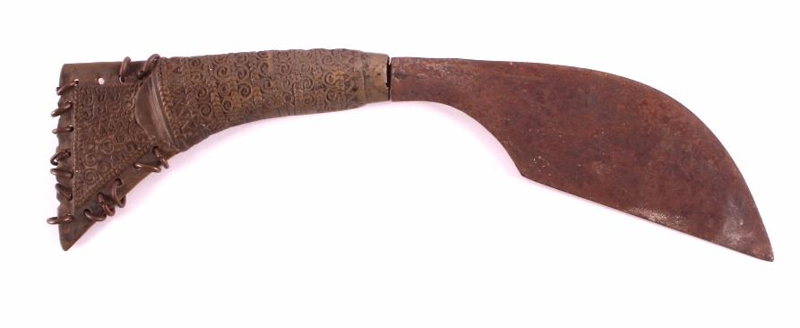 Early African Tribal Fighting Knife with Scabbard